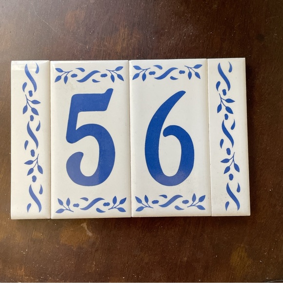 Accents | Cobalt Blue Ceramic Tile House Numbers 5 6 56 Or 65 | Poshmark